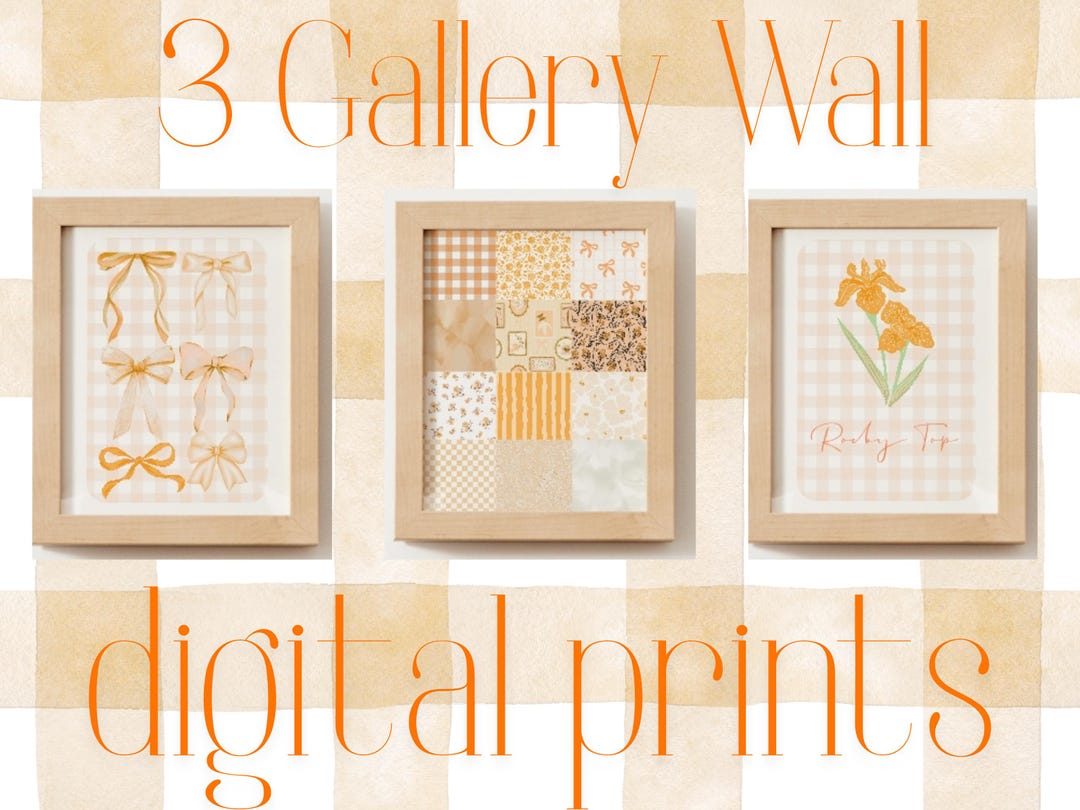Floral Gingham Print Set | Southern Home Decor (digital Prints) - Etsy