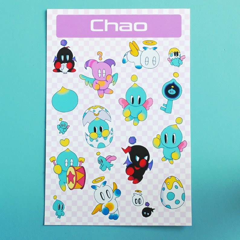 Sonic Chao | Matte Vinyl Sticker Sheet - Etsy