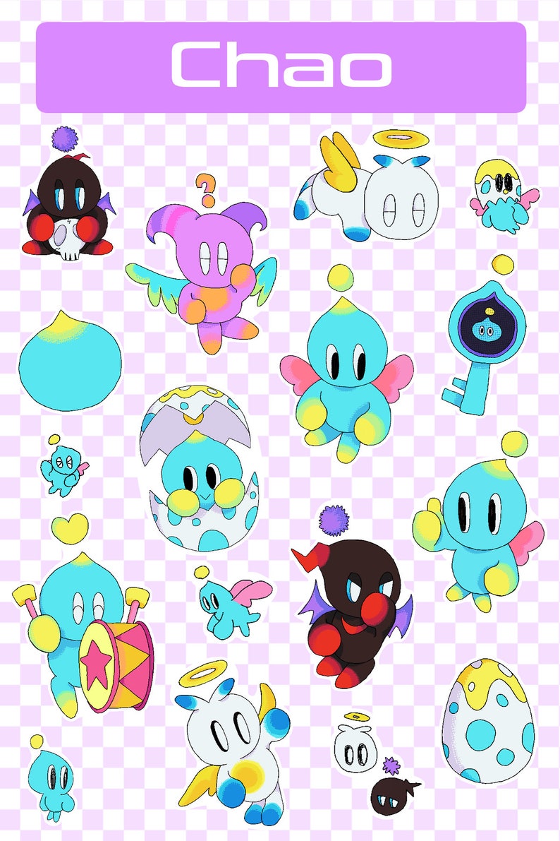 Sonic Chao | Matte Vinyl Sticker Sheet - Etsy