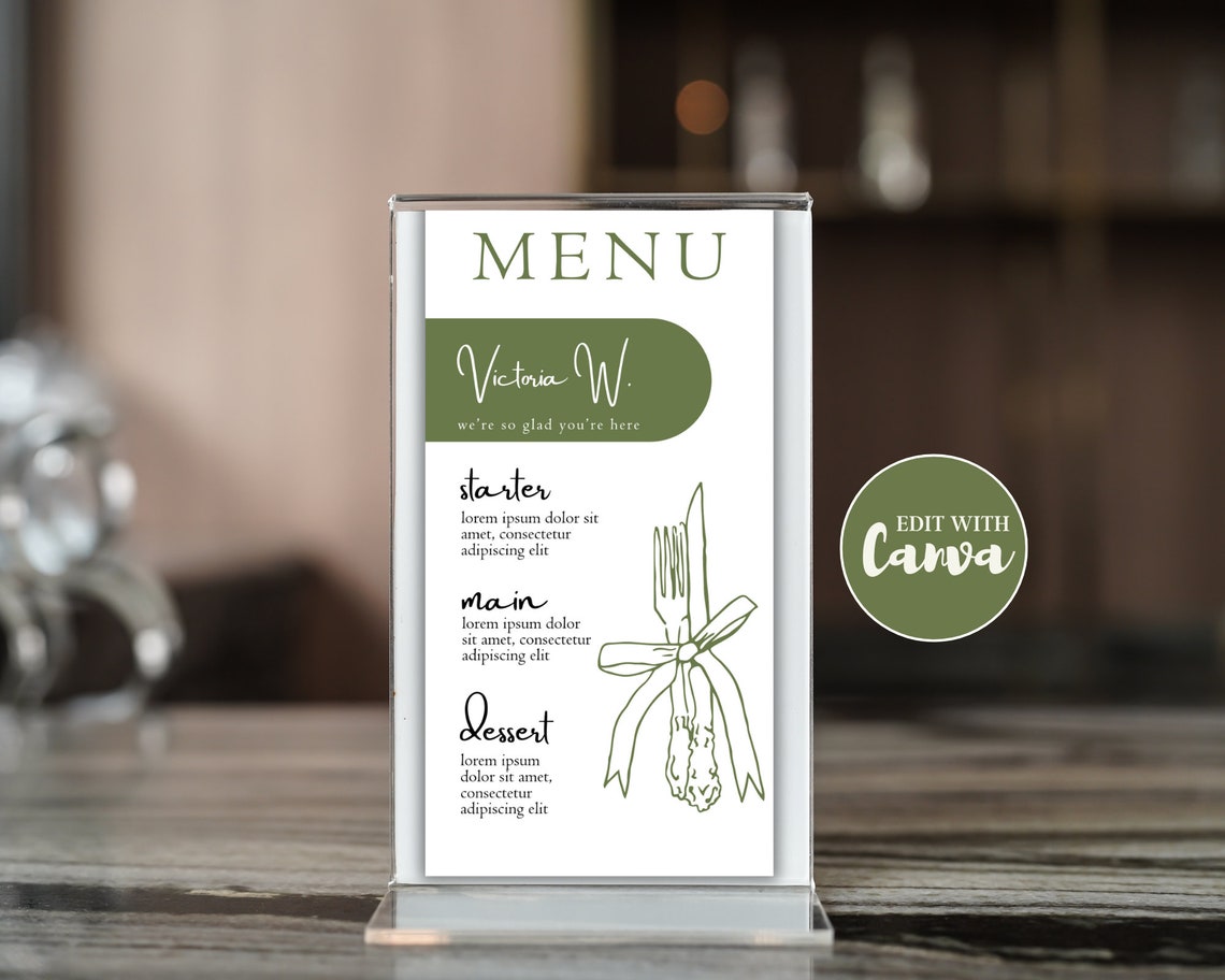 Editable Dinner Menu Template | Hand Drawn, Custom Canva (digital) - Etsy