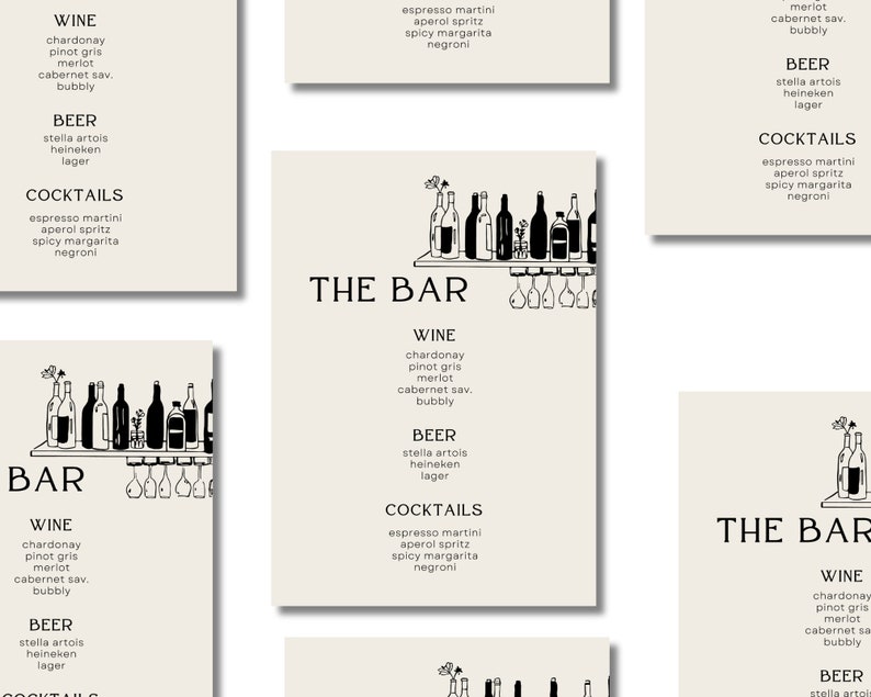 Hand Drawn Cocktail Menu Template | Editable Bar Menu (digital) - Etsy