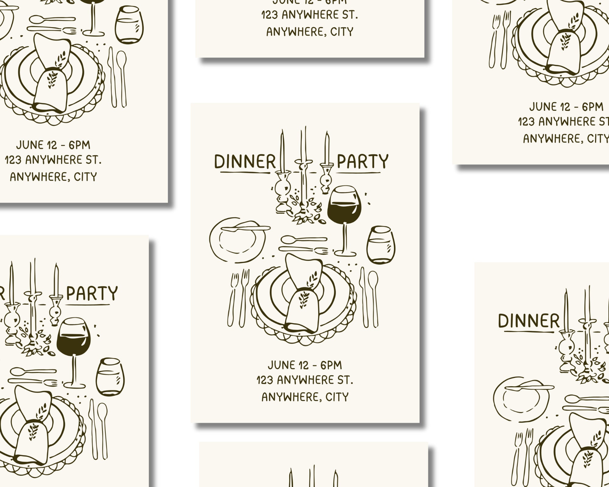 Hand Drawn Dinner Party Invitation Invitation | Editable Dinner Party ...