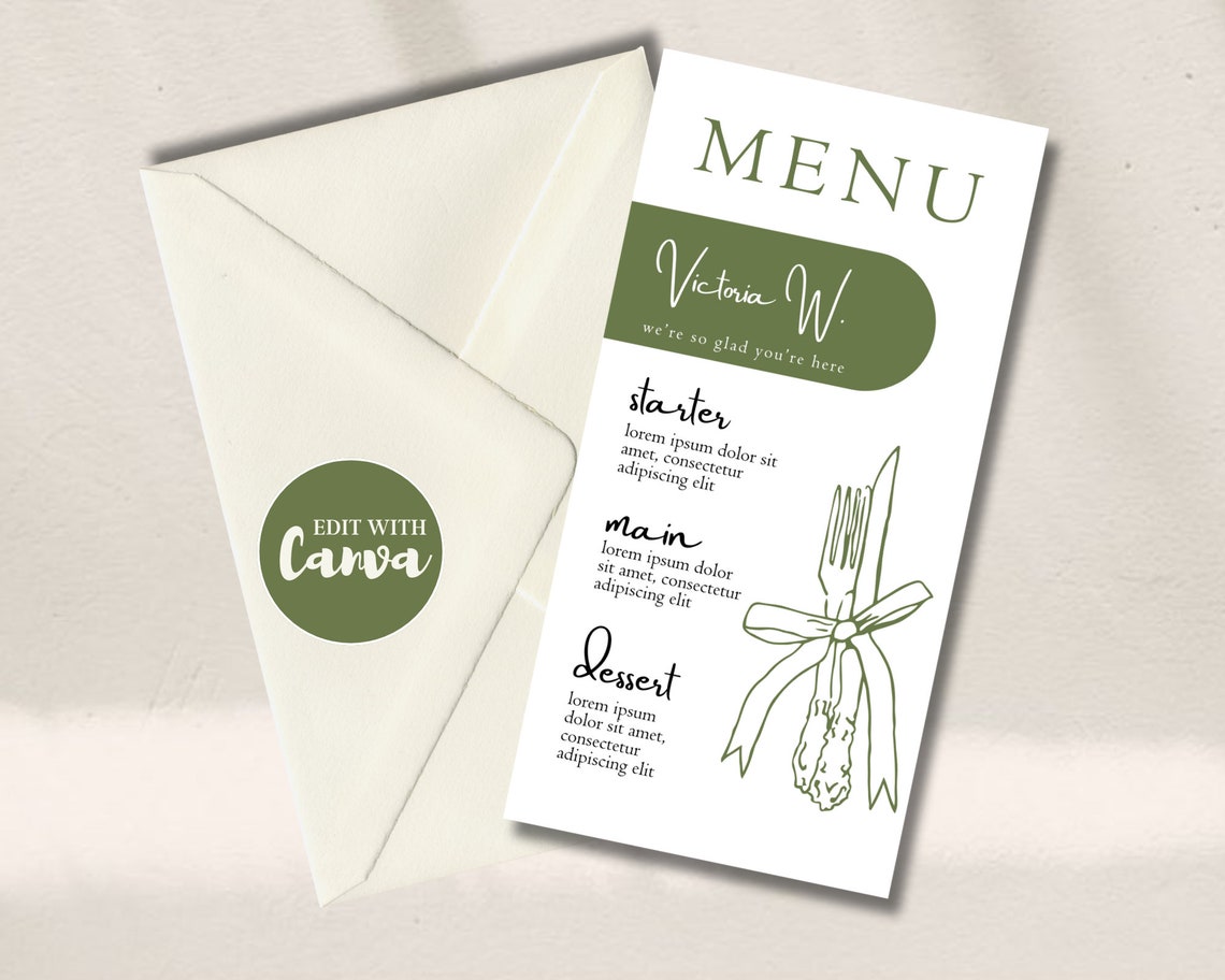 Editable Dinner Menu Template | Hand Drawn, Custom Canva (digital) - Etsy