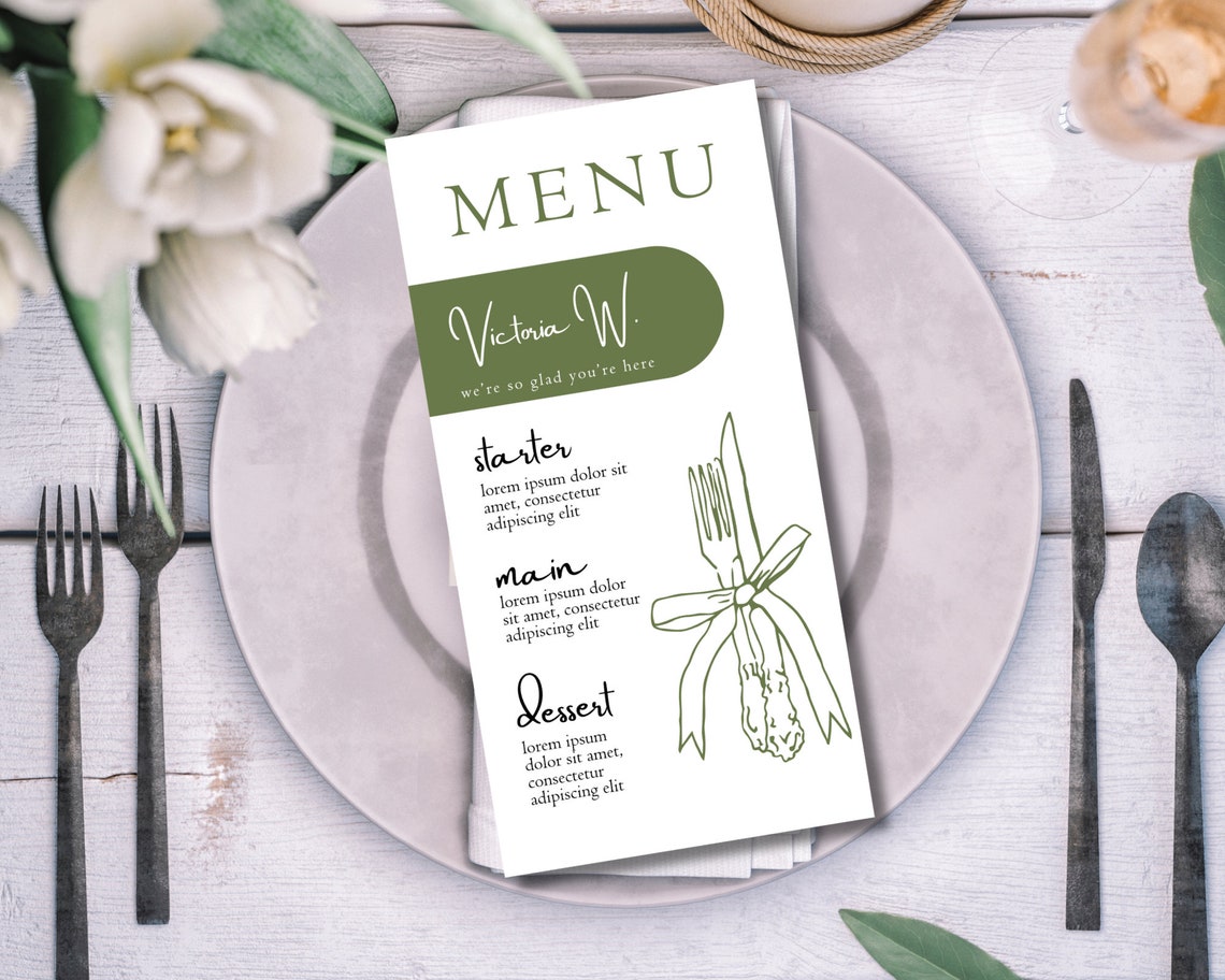 Editable Dinner Menu Template | Hand Drawn, Custom Canva (digital) - Etsy