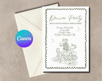 Hand Drawn Dinner Party Invitation Invitation Multi Color Options ...