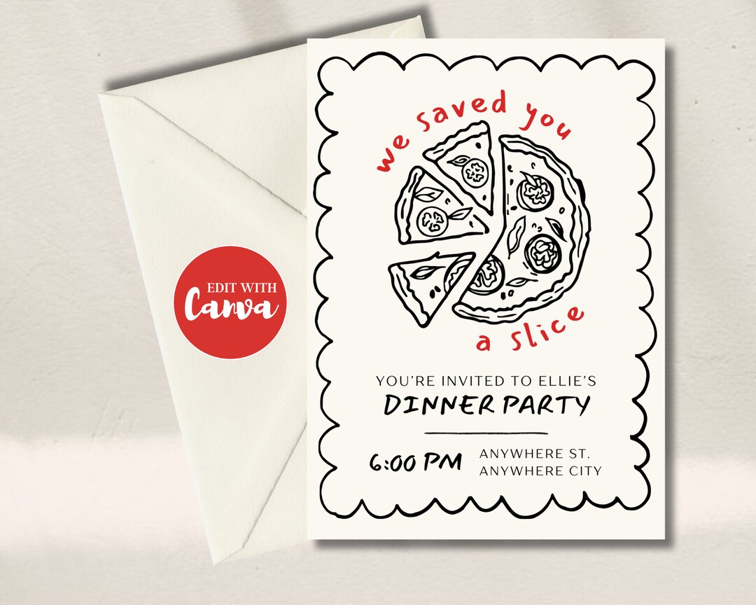 Hand Drawn Dinner Party Invitation Invitation | Editable Dinner Party ...