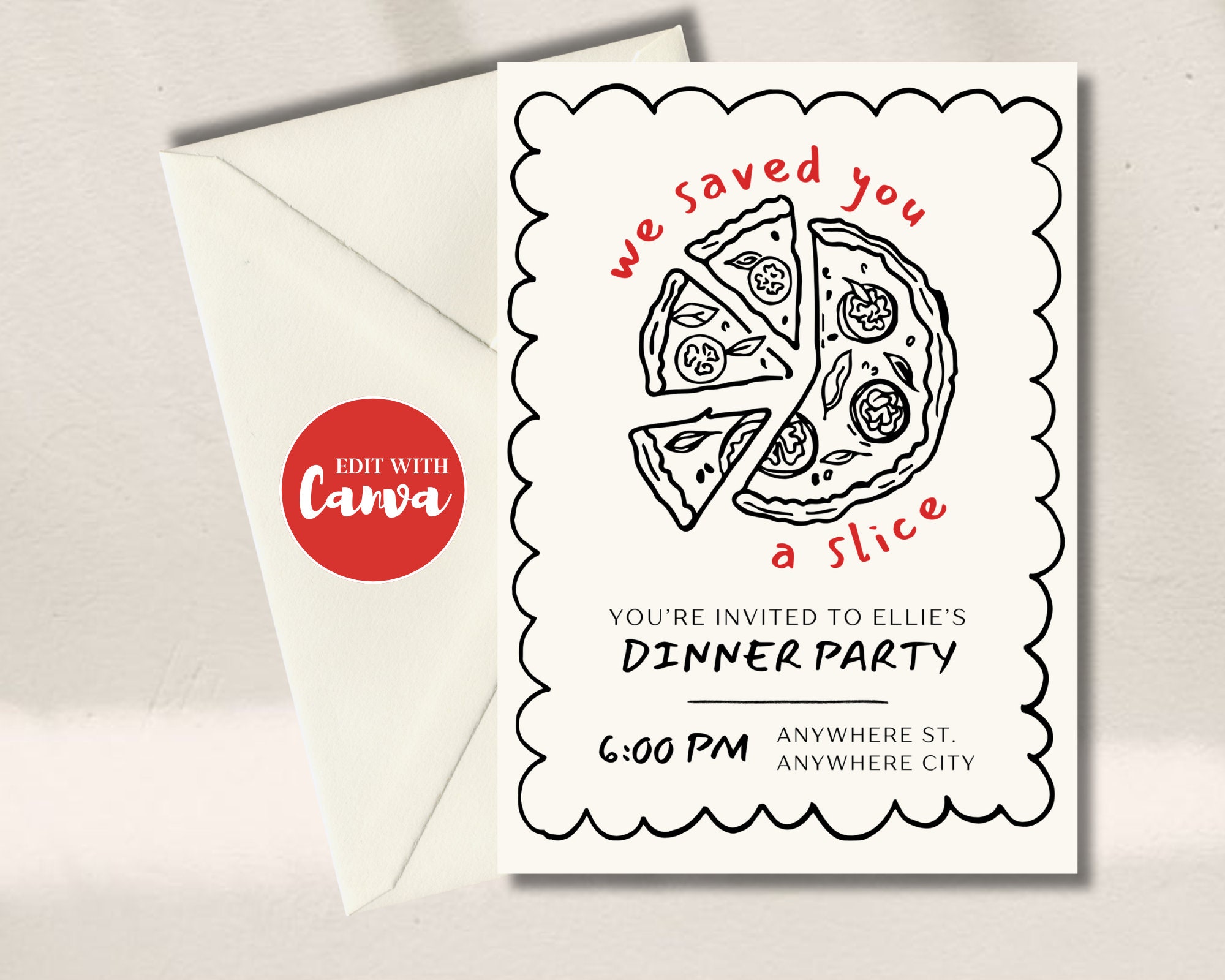 Hand Drawn Dinner Party Invitation Invitation | Editable Dinner Party ...