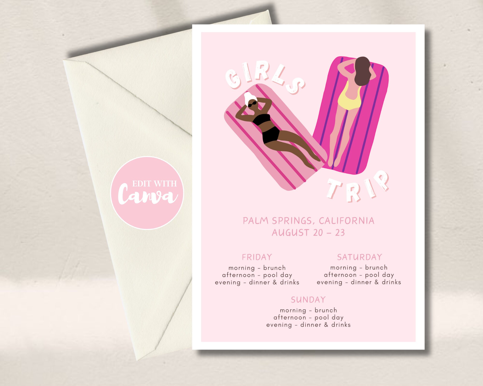 Girls Trip Invitation | Digital Invitation | Custom Canva Template ...