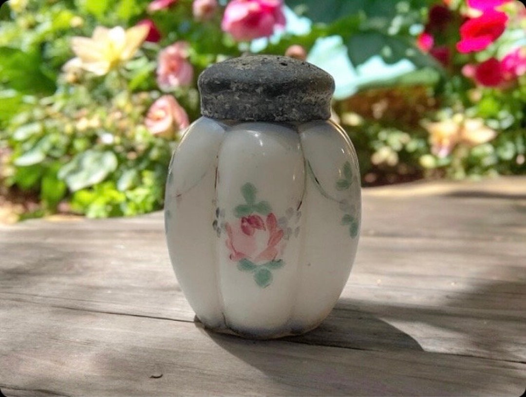 Antique Victorian EAPG Floral Milk Glass Salt Shaker - Etsy
