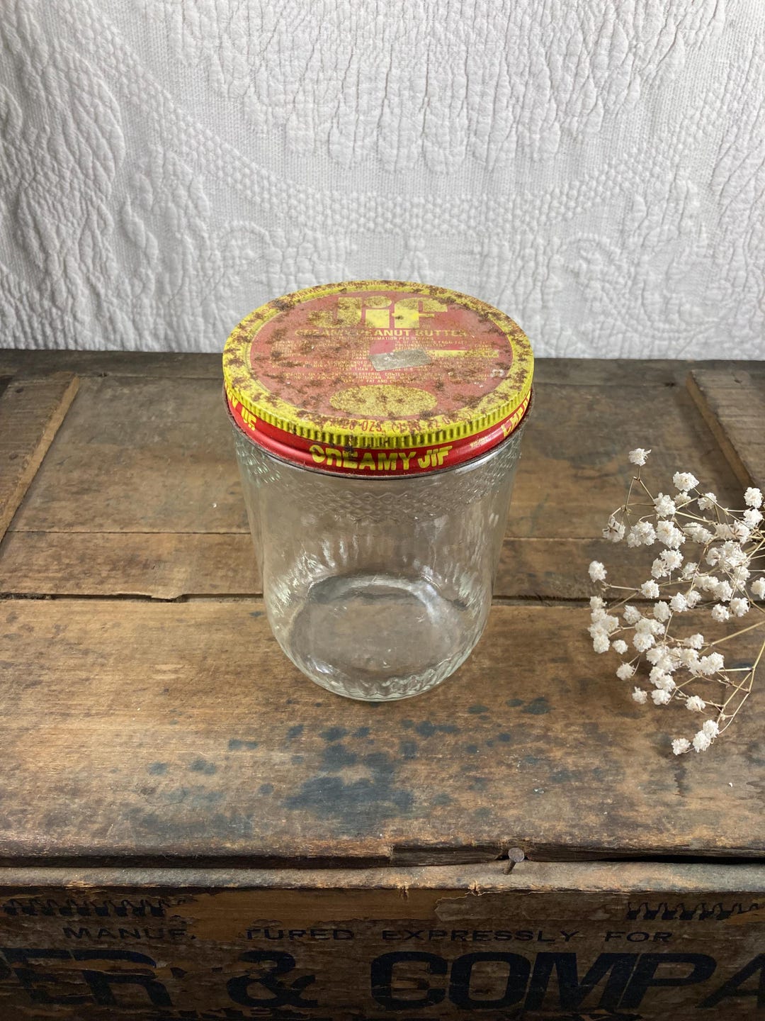 Vintage Jif Creamy Peanut Butter Jar - Etsy