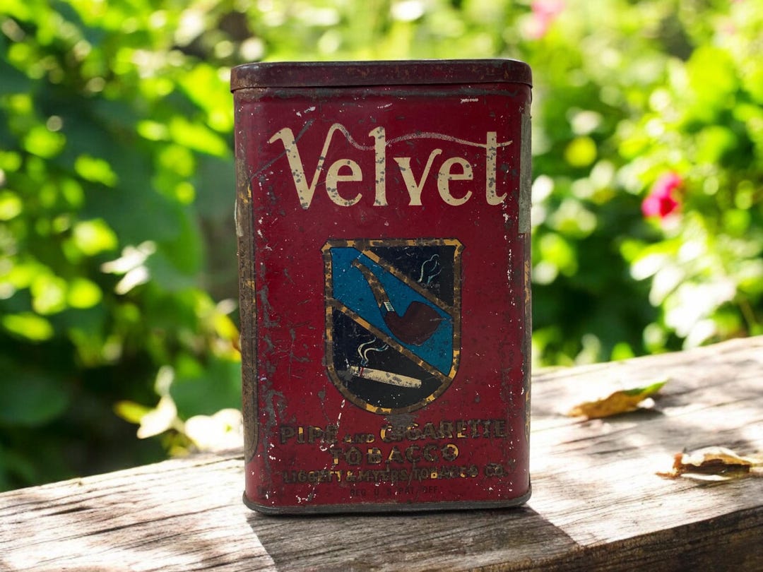 Vintage Velvet Pipe and Cigarette Tobacco Tin - Etsy