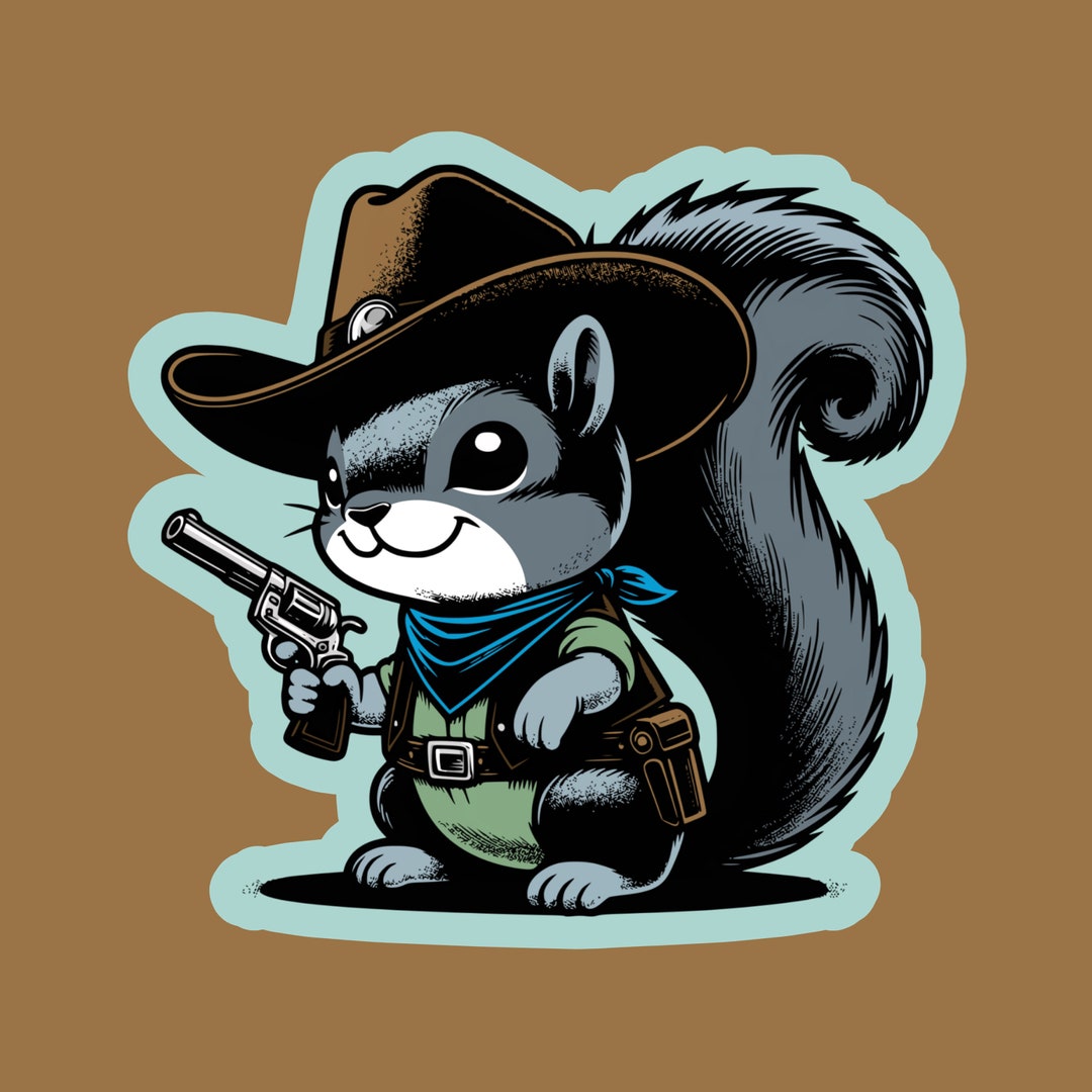 Cowboy Squirrel Sticker Cowboy Squirrel Squirrel Lover Vinyl Sticker ...