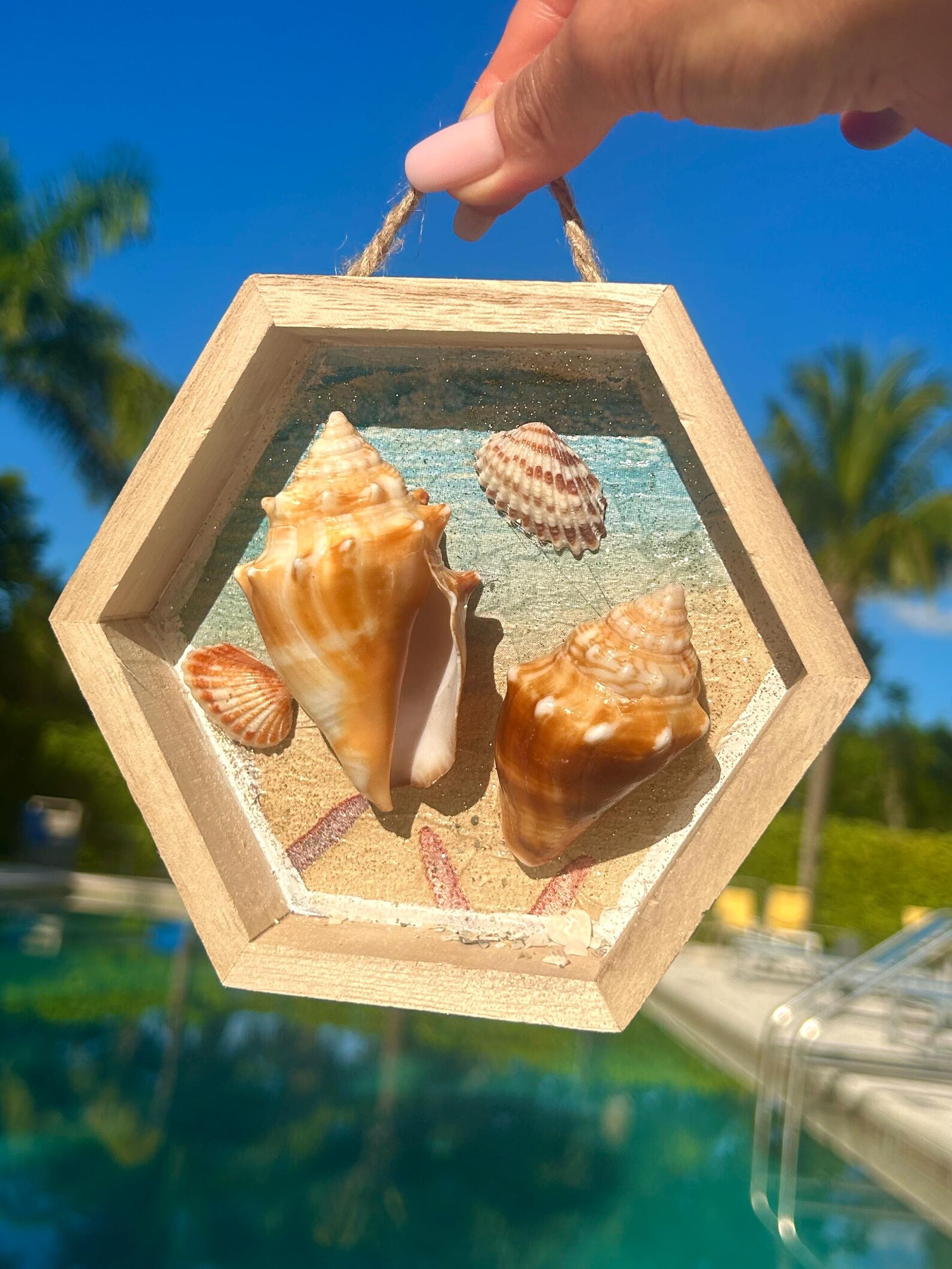 Personalized Beach Scene Shadow Box Hanging Shell Decor Seashell Shadow ...