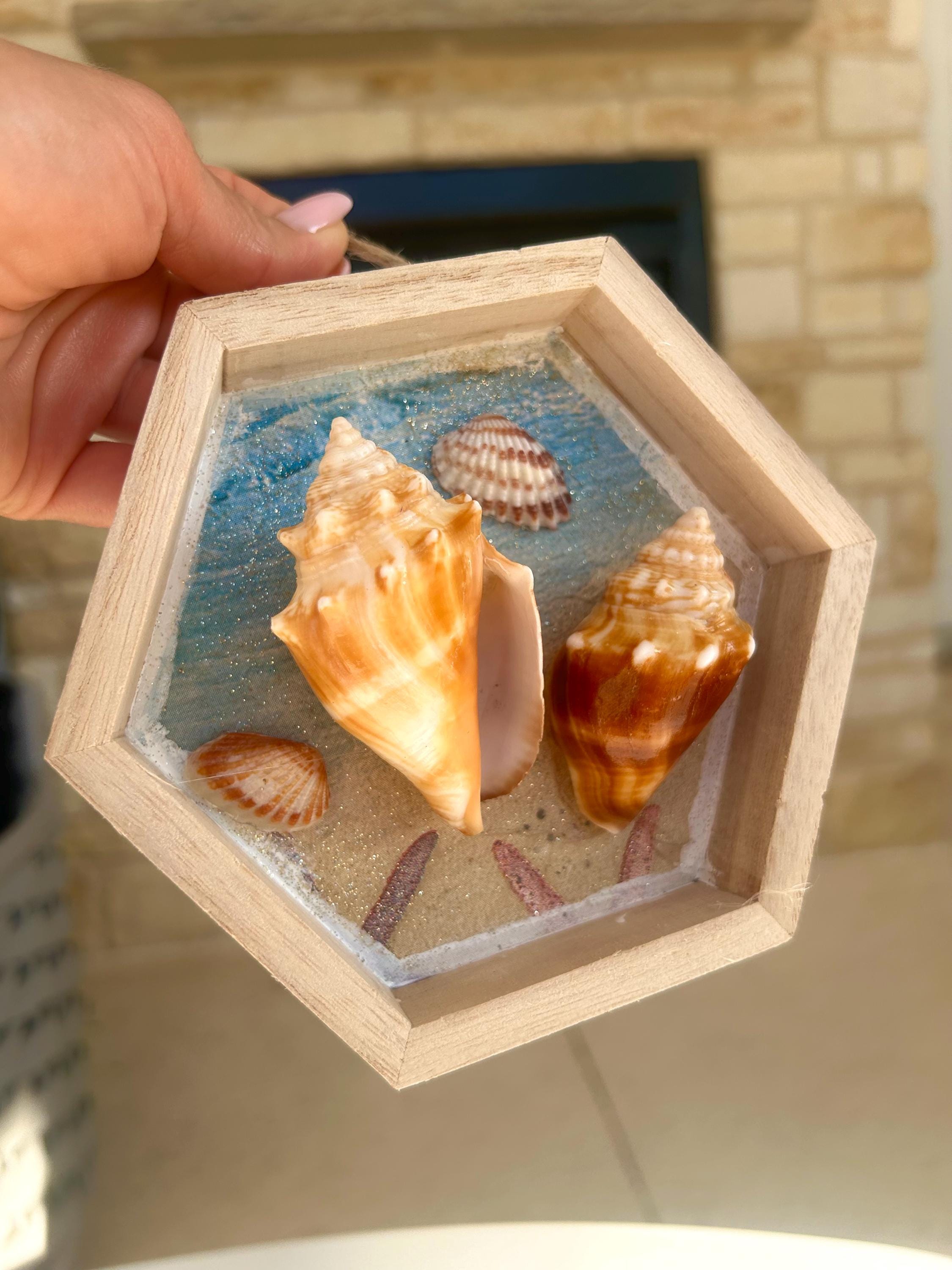 Personalized Beach Scene Shadow Box | Hanging Shell Decor | Seashell ...