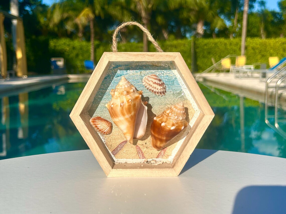 Personalized Seashell Shadow Box | Florida Fighting Conch Beach Scene ...
