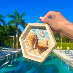 Personalized Seashell Shadow Box | Florida Fighting Conch Beach Scene ...