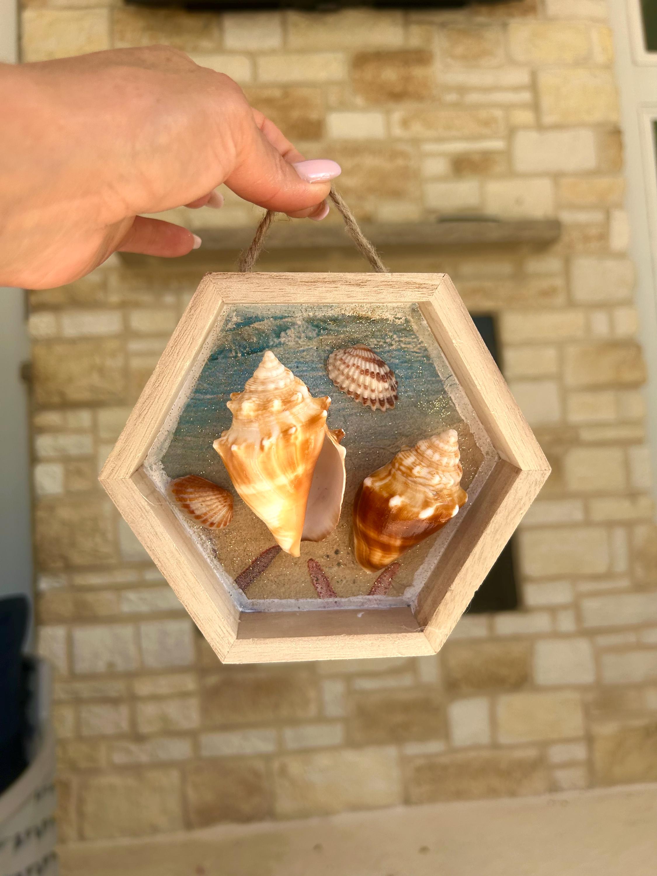 Personalized Beach Scene Shadow Box | Hanging Shell Decor | Seashell ...