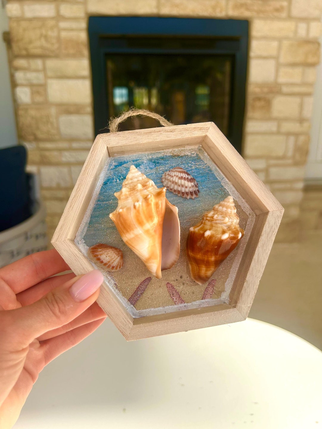 Personalized Beach Scene Shadow Box | Hanging Shell Decor | Seashell ...
