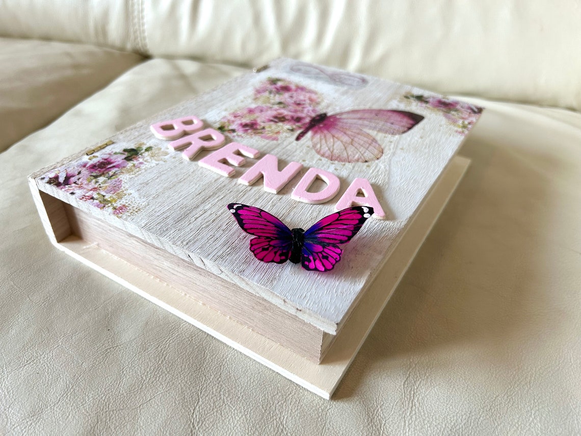 Custom Name Wood Book Box Personalized Gift Box Handmade Gift for Her ...