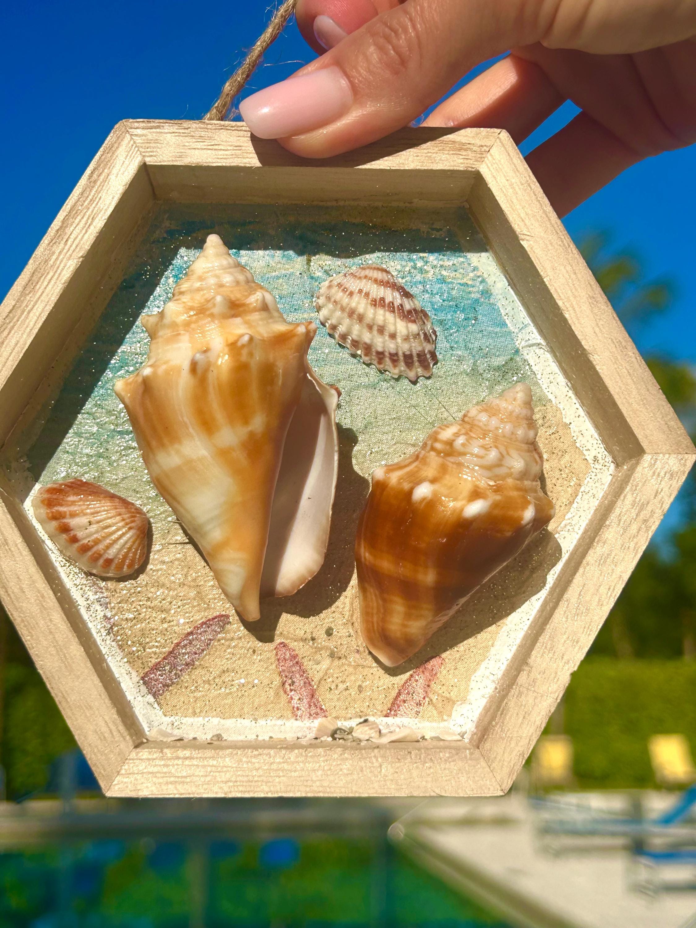 Personalized Beach Scene Shadow Box | Hanging Shell Decor | Seashell ...
