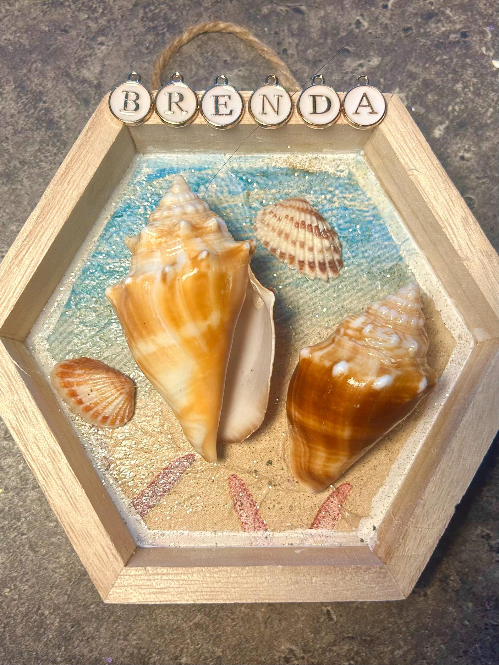 Personalized Beach Scene Shadow Box | Hanging Shell Decor | Seashell ...