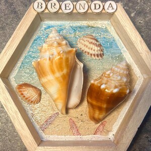 Personalized Beach Scene Shadow Box | Hanging Shell Decor | Seashell ...