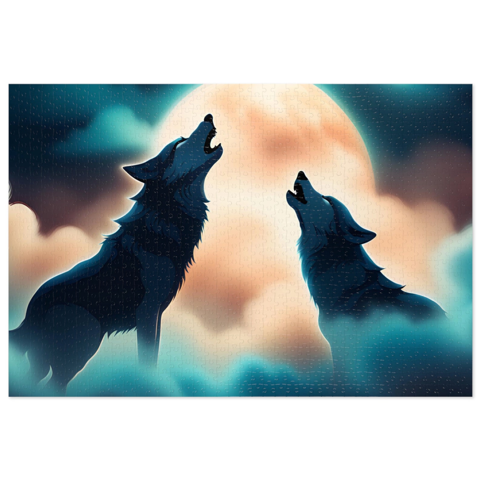 Wolves Howling at the Moon Dreamy Cloud Jigsaw Puzzle 252, 500,1000 ...