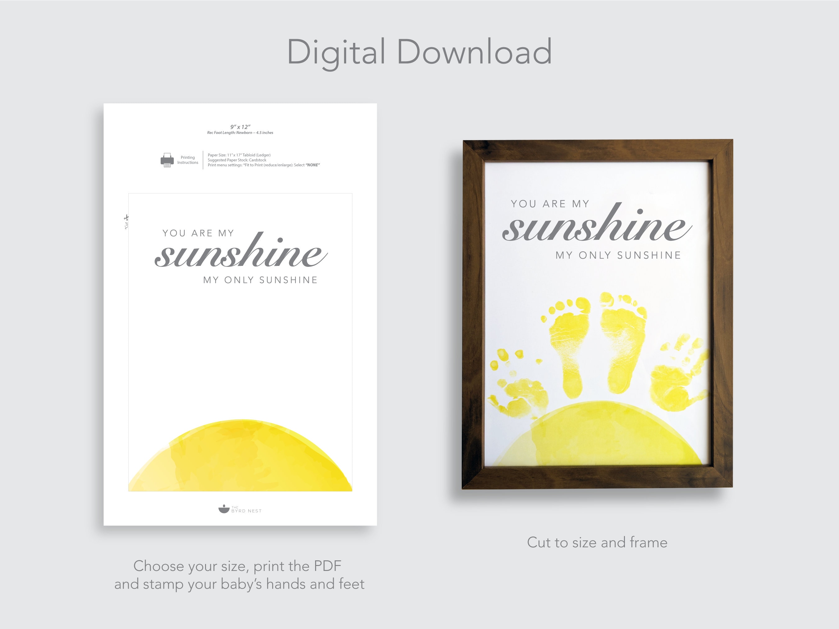 You Are My Sunshine | Baby Footprint Art, Handprint, Printable, Digital ...