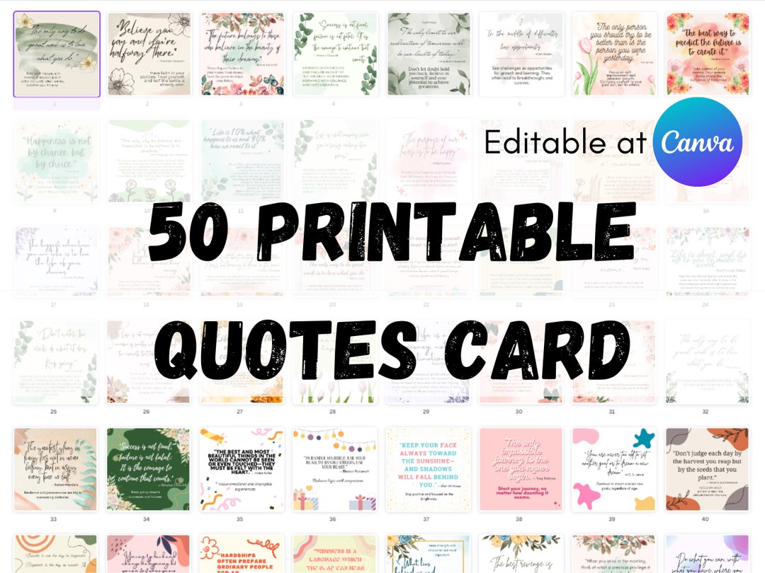Inspirational Quote Cards Printable Digital Motivational Encouragement ...