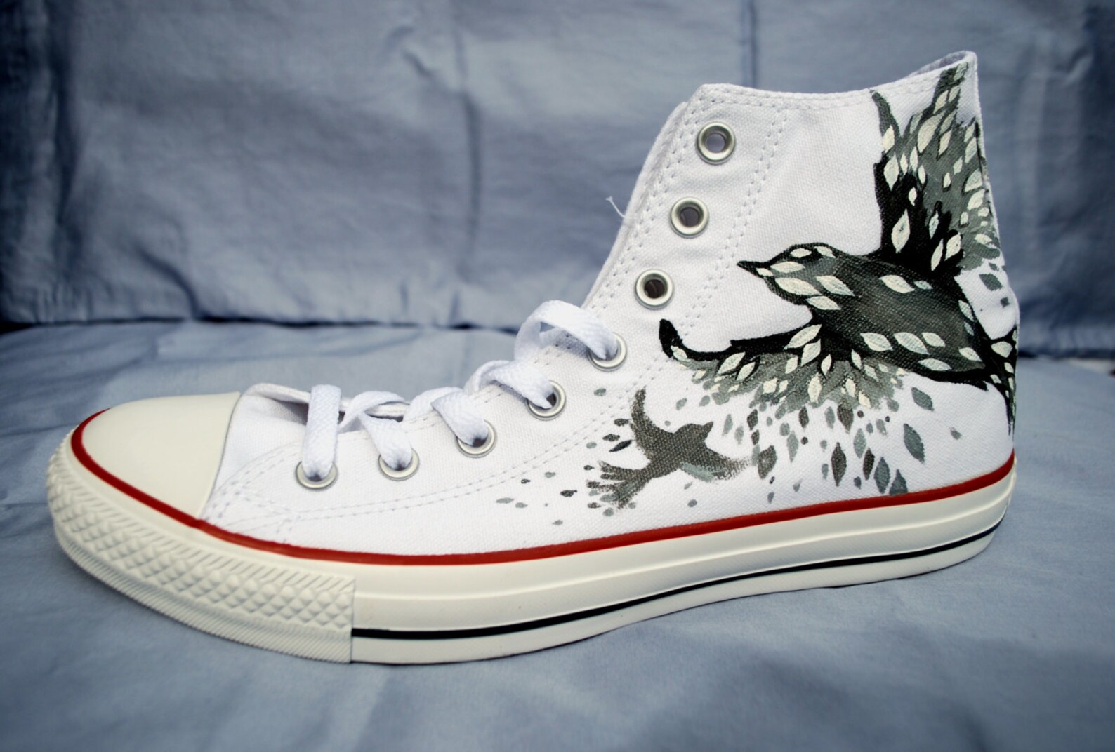 Hand Painted Converse Shoes Bird Hi Tops | Etsy