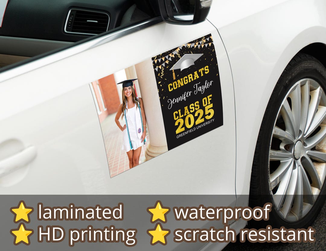 Photo Graduation Car Magnets, Custom Car Parade Magnets, Congrats Grad ...