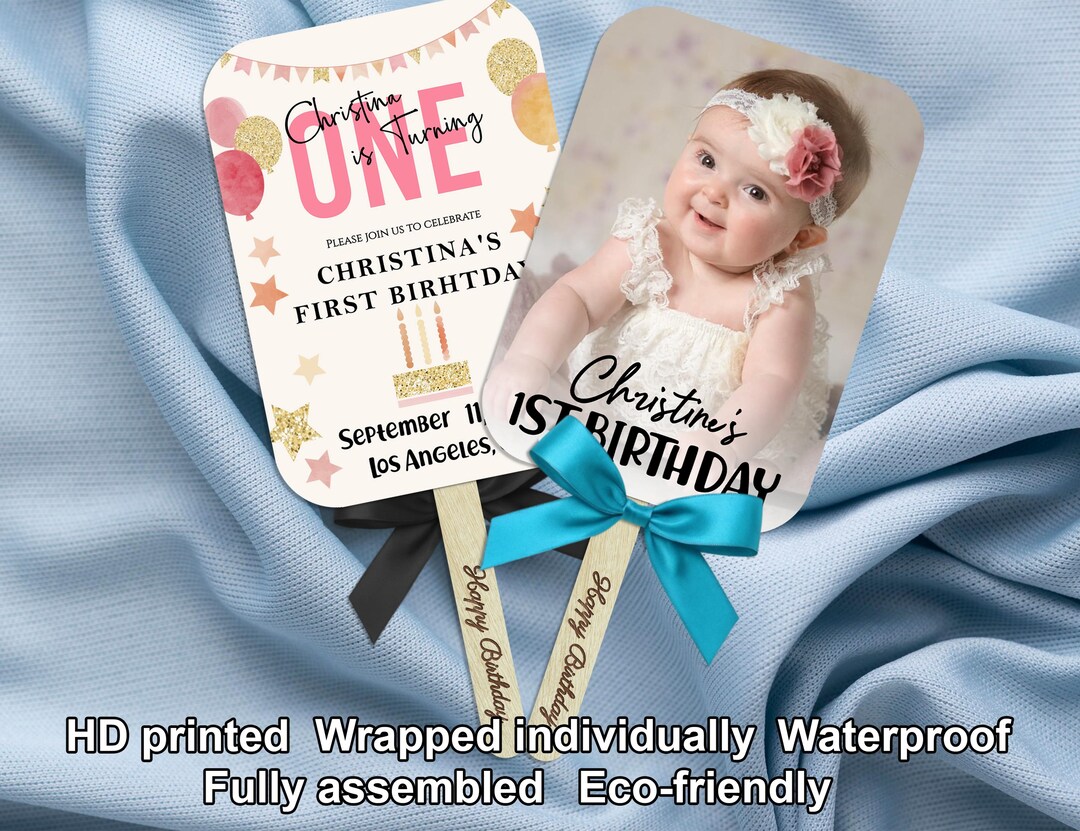 Custom Birthday Photo Fans/1st Birthday Party Favors/first Birthday ...