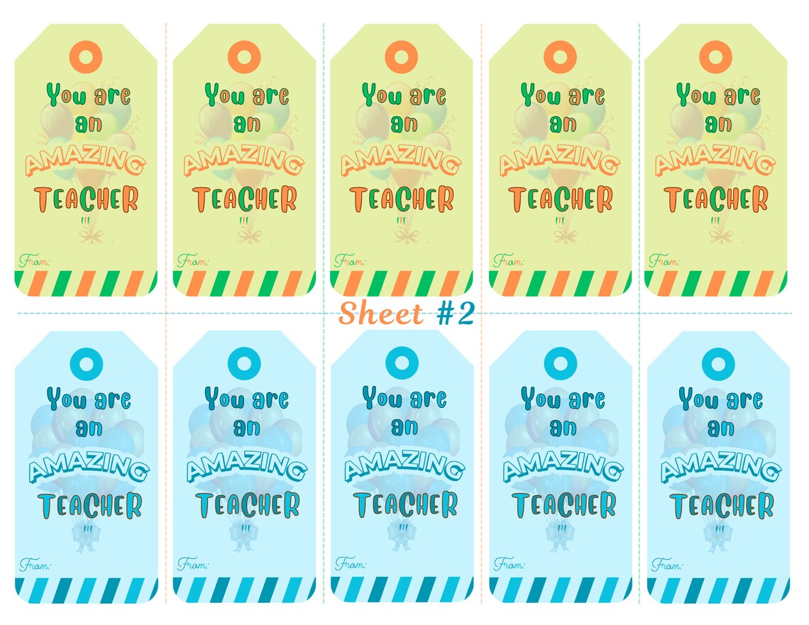 Printable Thank You Amazing Teacher Appreciation Gift Tags for Great ...