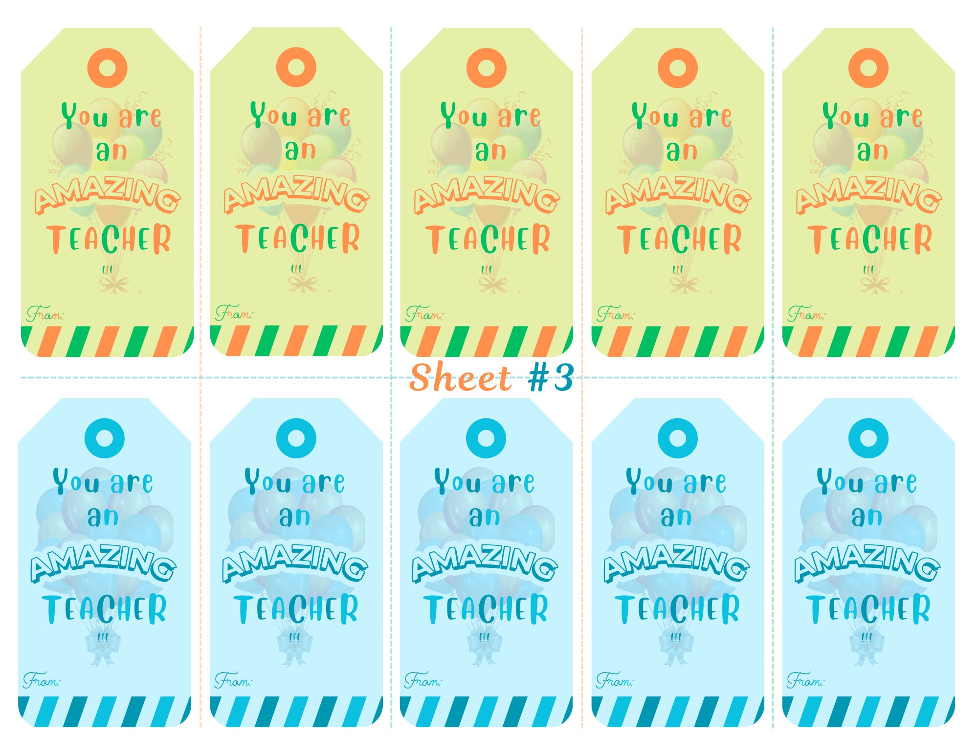 Printable Thank You Amazing Teacher Appreciation Gift Tags for Great ...