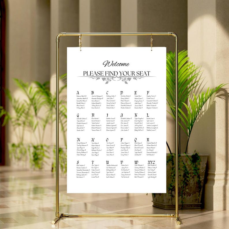 Elegant Wedding Seating Chart Template, Editable Event Seating Plan ...