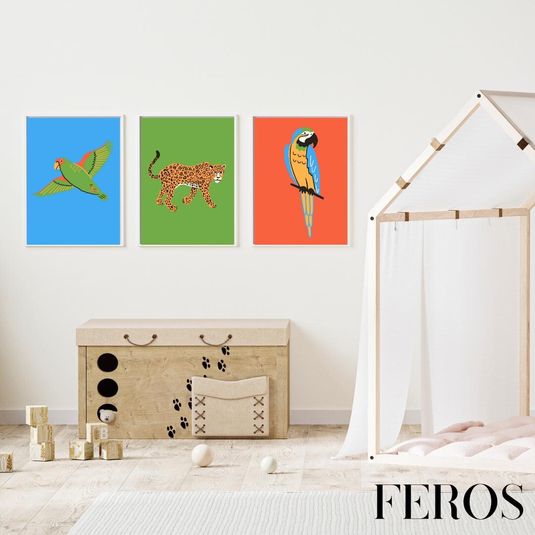 Colorful Jungle Animal Posters - Etsy