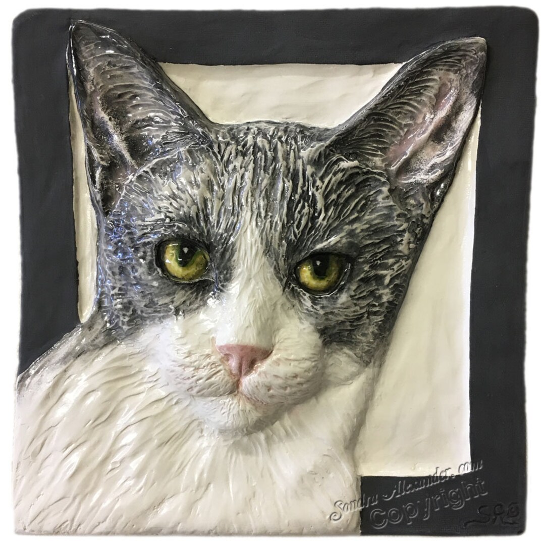 Cat Tile CERAMIC Pet Portrait Sculpture 3d Animal Art Tile - Etsy
