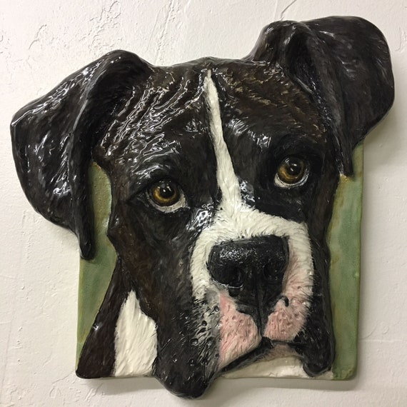 Boxer Puppy Dog CERAMIC Pet Portrait Sculpture 3D Animal Art - Etsy ...