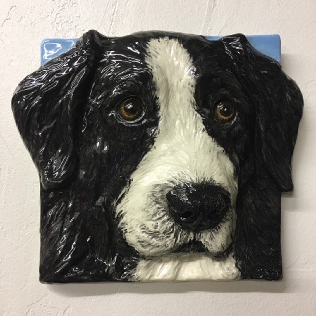 Border Collie Puppy Dog CERAMIC Pet Portrait Sculpture 3D Animal Art ...