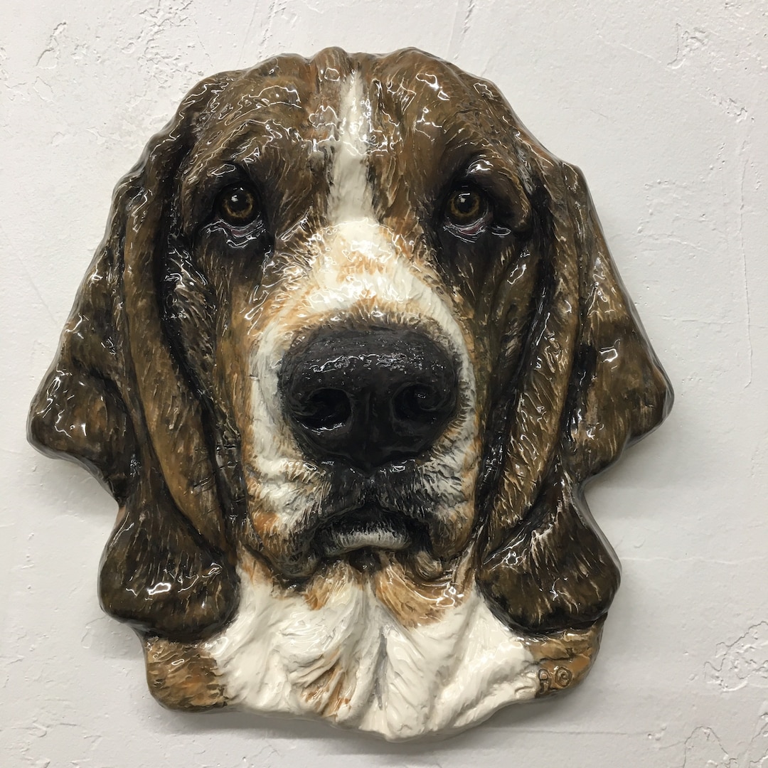 Basset Hound Hush Puppy Dog CERAMIC Pet Portrait Sculpture 3D Animal ...