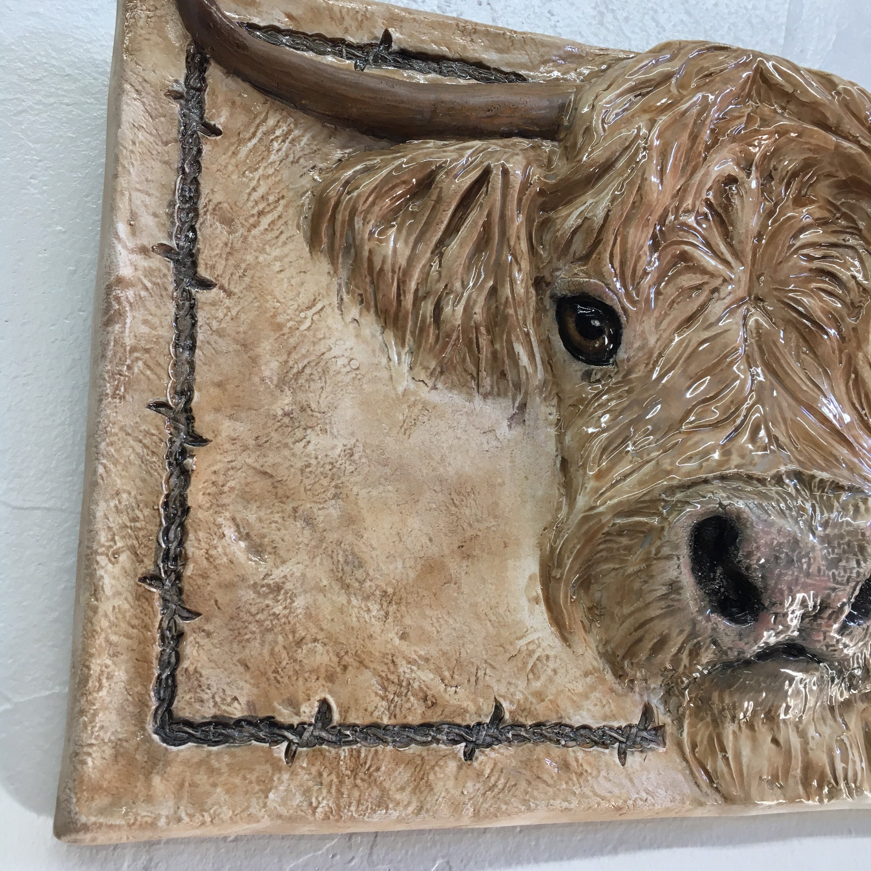 Scottish Highland Cow Cattle Ceramic Farm Animal Art Sculpture Pet ...