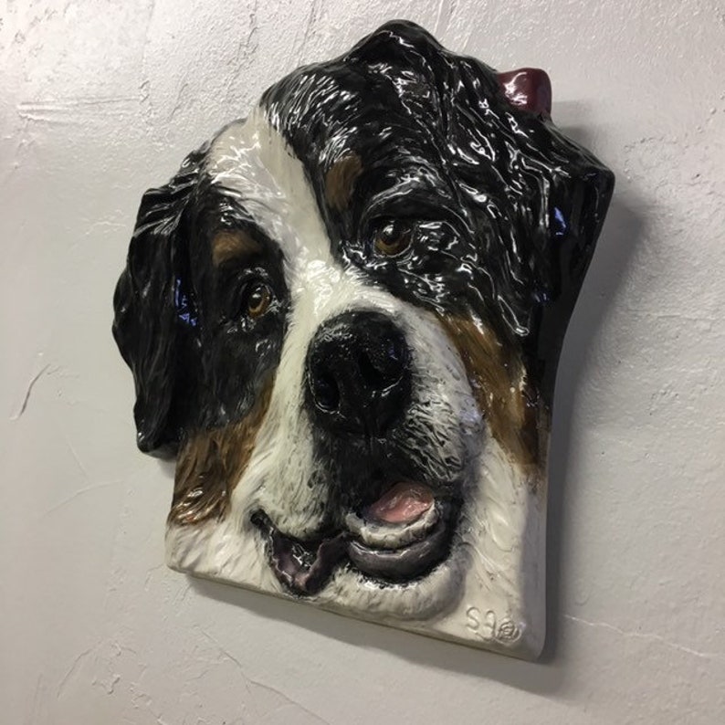 Bernese Mountain Dog Tile CERAMIC Pet Portrait Sculpture 3d - Etsy