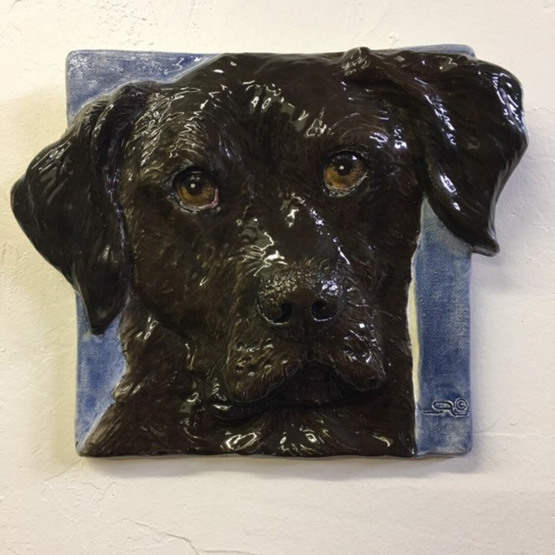 Labrador Retriever Puppy DOG Brown Tile Ceramic PET Portrait Sculpture ...