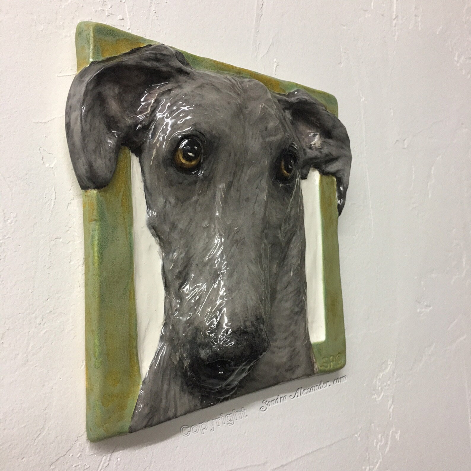 Greyhound Dog Tile CERAMIC Portrait Sculpture 3d Art Tile - Etsy Singapore
