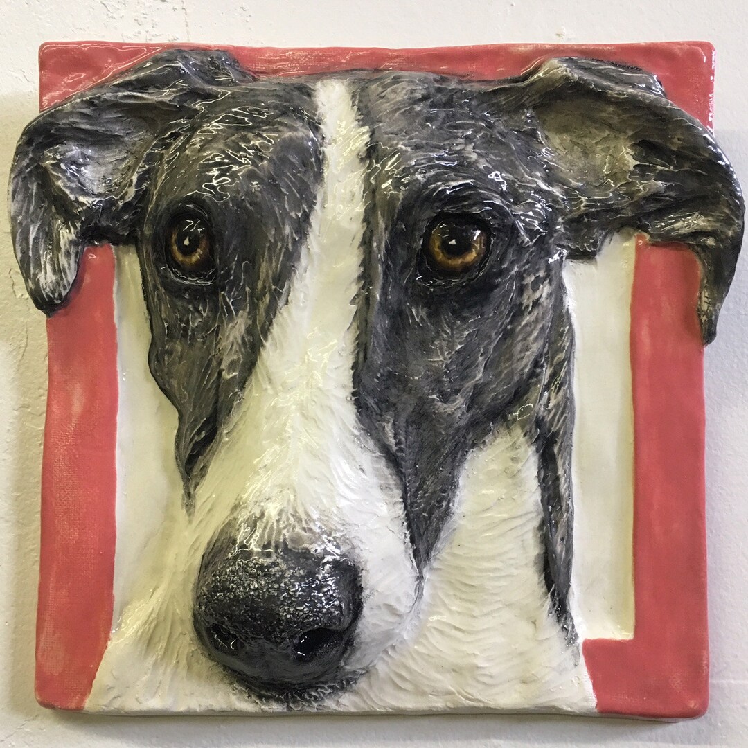 Greyhound Whippet Semi-custom Dog Tile CERAMIC Pet Portrait Painted ...