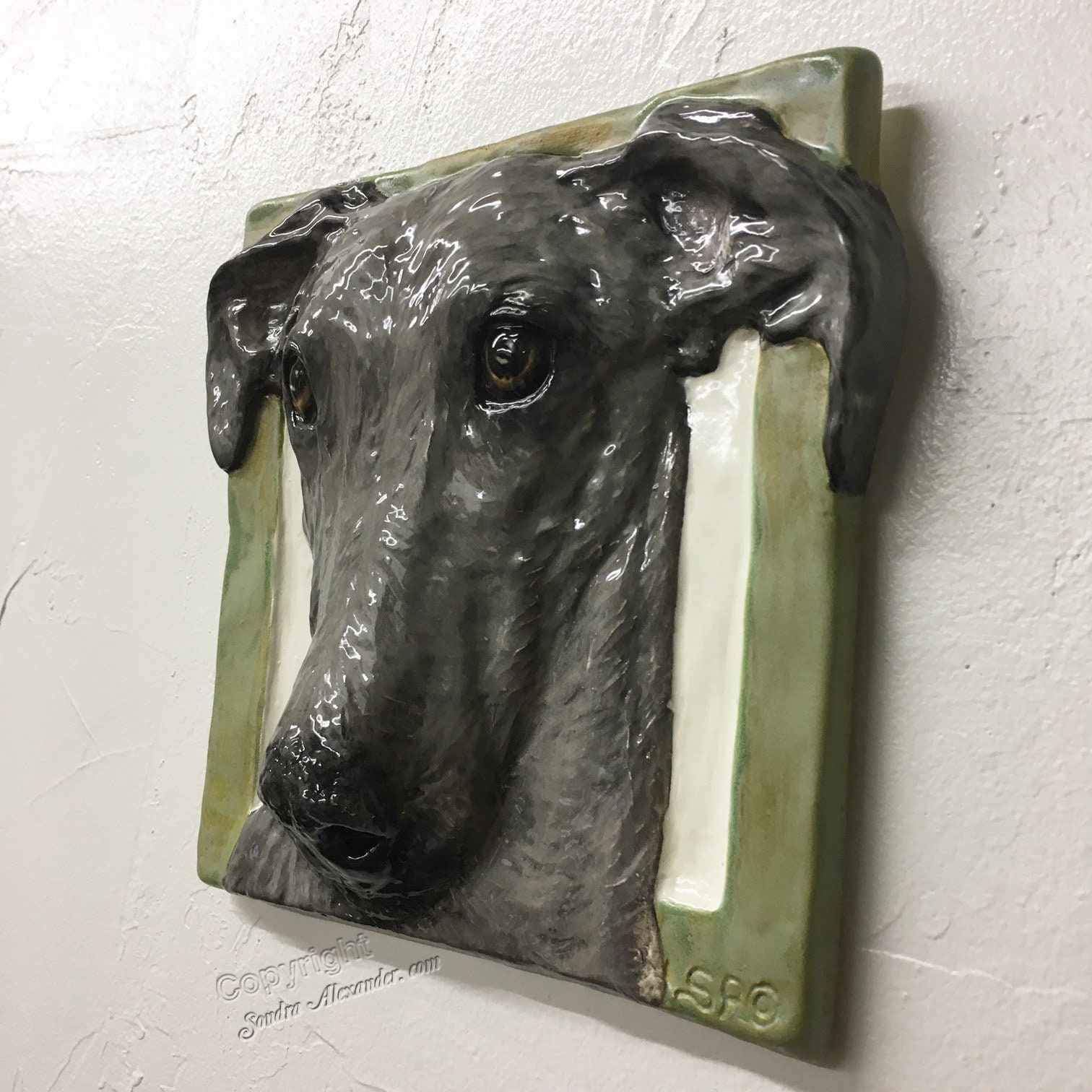 Greyhound Dog Tile CERAMIC Portrait Sculpture 3d Art Tile - Etsy Singapore