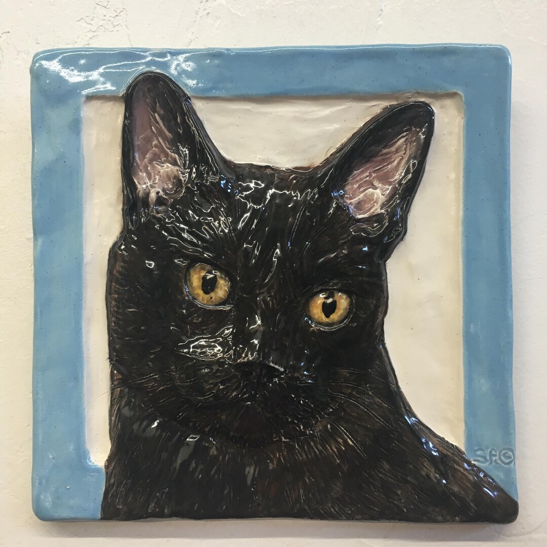 Shorthair Burmese Siamese Cat Tile CERAMIC Pet Portrait Sculpture 3d ...