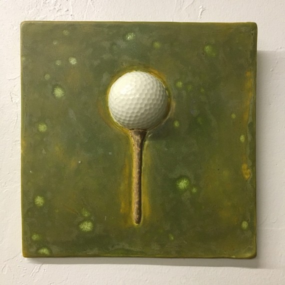 Golf Ball and Tee Ceramic 3D Art Tile by Sondra Alexander Art | Etsy