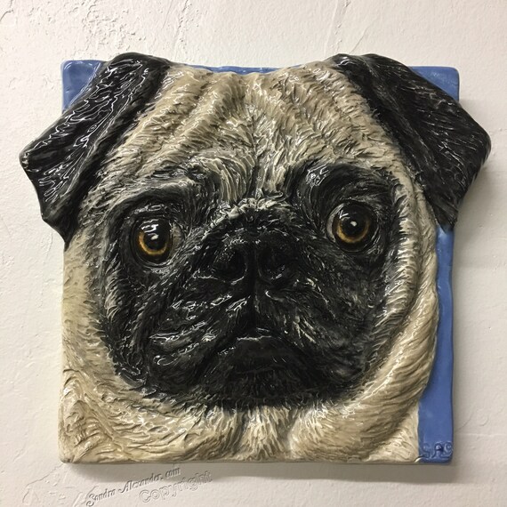Pug Puppy Dog CERAMIC Pet Portrait Sculpture 3D Animal Art | Etsy