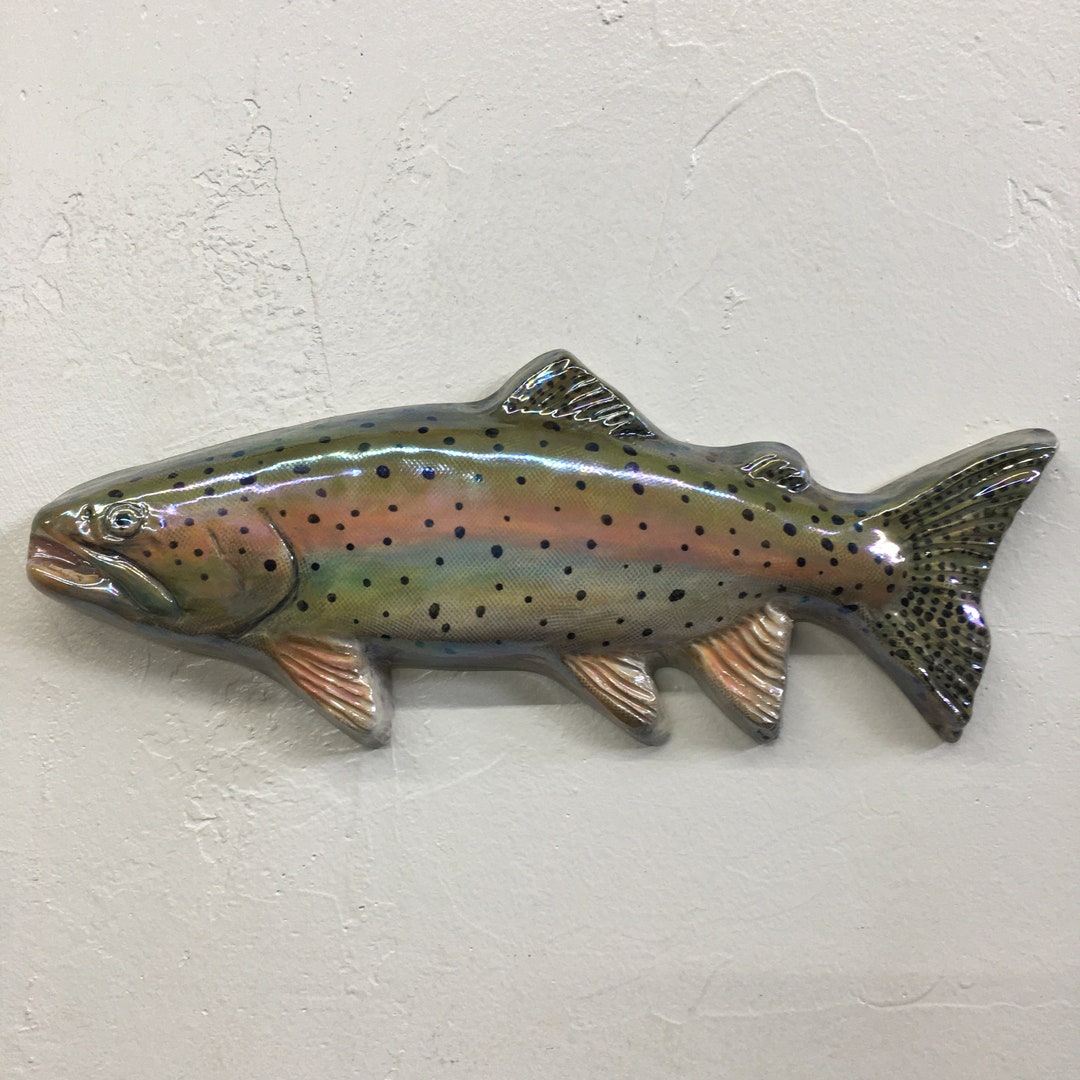 Rainbow Trout Fish Fly Fishing Fisherman Tile CERAMIC Portrait ...